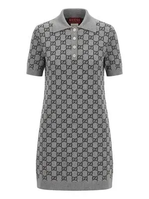 GUCCI Gucci GG Wool Jacquard Polo Dress