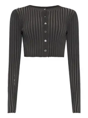 Alexander Wang Logo Embroidered Cropped Cardigan - Black