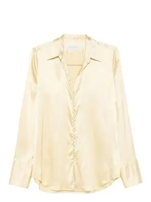 Dries Van Noten Long Sleeve Shirt With Lapel Collar And V-neck - Yellow