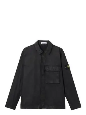 Stone Island Logo Patch Long-sleeve Overshirt - Black
