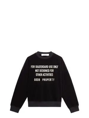 GOLDEN GOOSE Embroidered Velvet Crewneck Sweatshirt - Black
