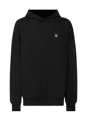 Philipp Plein Long-sleeved Hoodie With Graphic Print And Logo Detail - Black