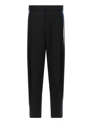 Marni Wool Trousers With Bicolour Side Bands - Black