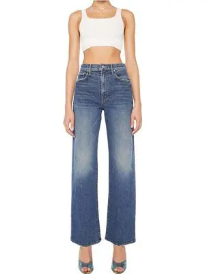 MOTHER The Lasso Sneak Distressed Jeans - Blue