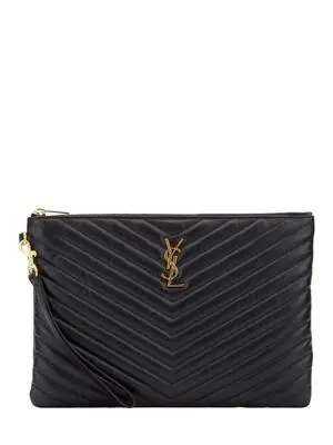 Saint Laurent Cassandre Matelassé Quilted Zipped Pouch - Black