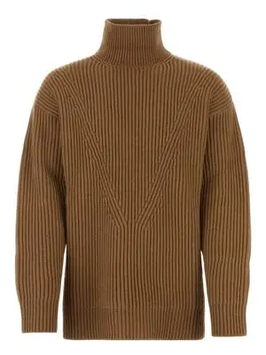 JIL SANDER Chunky Ribbed Drop Shoulder Jumper - Brown