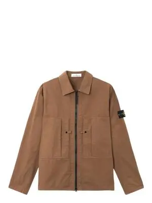 Stone Island Stone Island Comfort-Fit Zipper-Up Overshirt Umber
