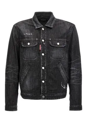 Dsquared2 Distressed Denim Jacket - Black