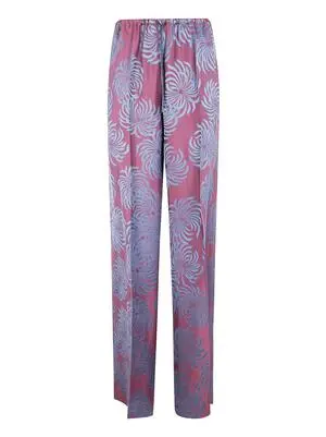 Dries Van Noten Floral Print Elastic Waist Trousers - Burgundy