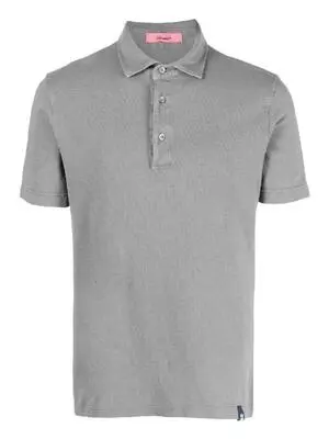 DRUMOHR Logo-patch Cotton Polo Shirt - Gray