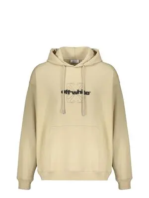 Off-White Logo Print Hoodie - Beige