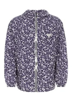 Prada Long Sleeve Hooded Windbreaker - Blue