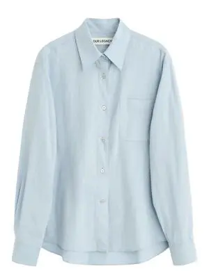 Our Legacy Relaxed Button-up Shirt With Mother-of-pearl Buttons - Blue
