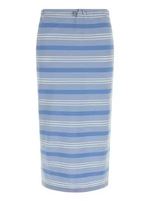 Prada Striped Jersey Knitted Skirt With Slit Hem - Light Blue
