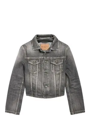 Balenciaga Denim Jacket With Lace-up Back - Dark Gray