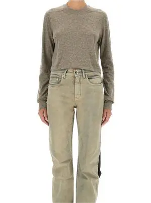 Rick Owens Crewneck Long Sleeve Top - Nude