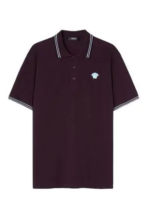 Versace Medusa-embroidered Short-sleeved Polo Shirt - Red