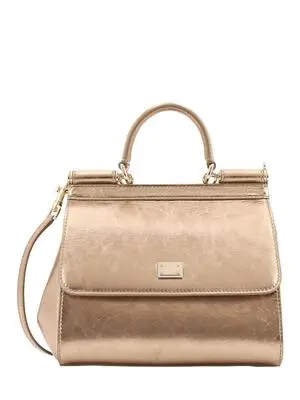 Dolce & Gabbana Dolce & Gabbana Sicily Logo Plaque Handbag Nude