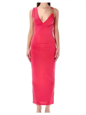 Balmain Halterneck Draped Maxi Dress - Red