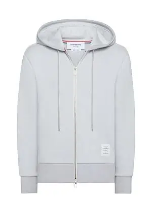 Thom Browne Zip-up Hoodie With Signature Stripes - White