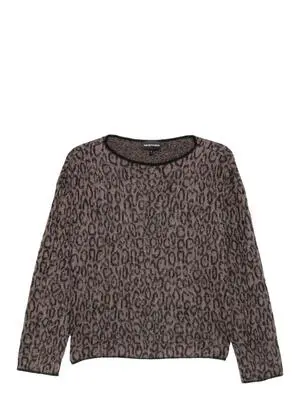 Emporio Armani Long Sleeve Leopard Print Jumper - Black