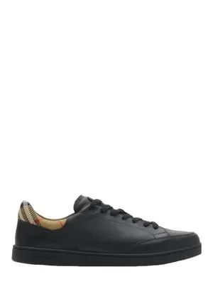 Burberry Checked Lace-up Sneakers - Black/sand Beige