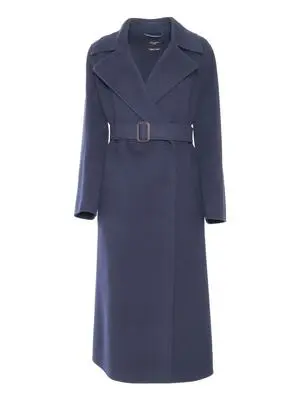 Max Mara Weekend Max Mara Manu Belted Long-Sleeved Coat Blue
