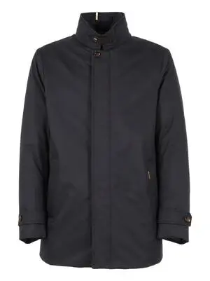 MOORER Long-sleeved Stand-up Collar Cotton Jacket - Black
