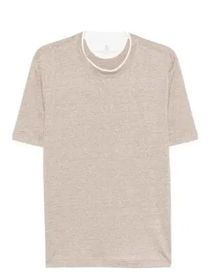Brunello Cucinelli Layered Effect Crewneck T-shirt - Nude