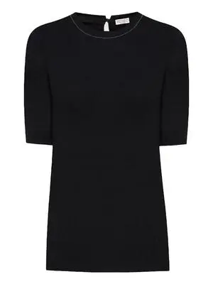Brunello Cucinelli Brunello Cucinelli Embellished Short-Sleeved T-Shirt Black