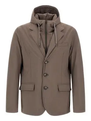 Herno Herno Hooded Blazer With Classic Lapel Gray