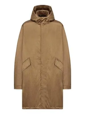Dior High Neck Coat With Logo Embroidery - Brown