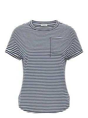 BRUNELLO CUCINELLI Brunello Cucinelli Striped Crewneck T-Shirt With Chest Pocket