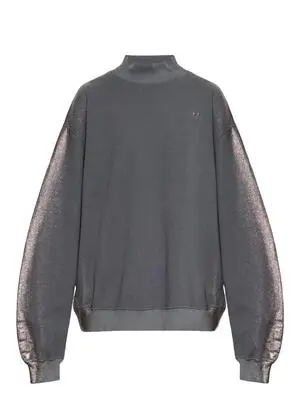 DIESEL® High Neck Sweater With Shimmering Sleeves - Black