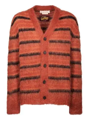 Marni Brushed Striped Cardigan - Brown