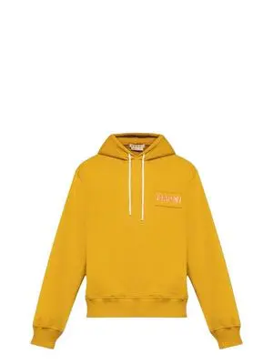 Marni Logo Patch Cotton Hoodie - Yellow
