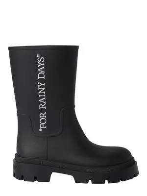 Off-White Round Toe Boots - Black