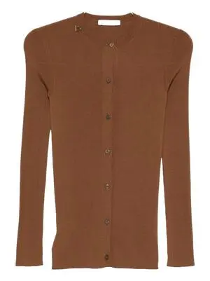 Prada Ribbed Knit Wool Cardigan - Tobacco Color