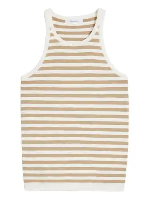 MAX MARA Max Mara Sleeveless Cotton Yarn Top With Ribbed Edges