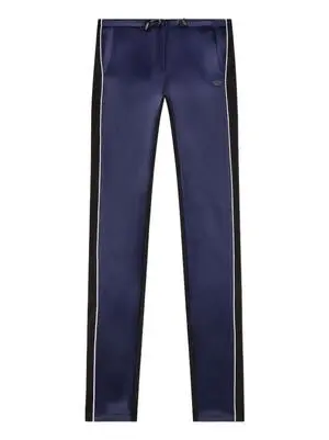 DIESEL® Knit And Satin Track Pants With Piping - Blue