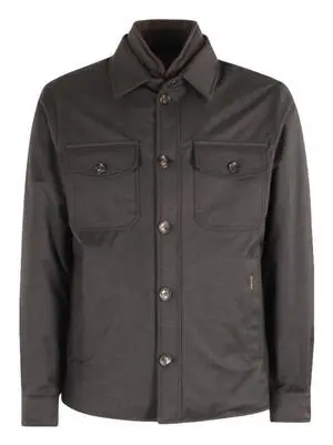 MOORER Long-sleeved Casual Jacket With Lapel Collar - Brown