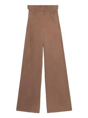 Blumarine Gabardine Pants With Metal Logo Detail - Brown