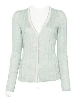 PRADA Prada Ribbed V-Neck Cardigan