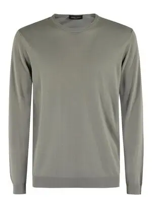ROBERTO COLLINA Crew Neck Long Sleeve Sweater - Gray