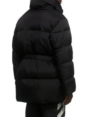 Off-White Logo Belted Puffer Jacket - Black