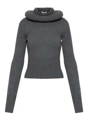 Alaïa Hooded Roll-neck Knit Sweater - Black