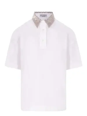 Brunello Cucinelli Sequined Embellished Polo Shirt - White