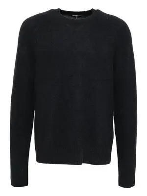 JAMES PERSE Lightweight Textured Cashmere Crewneck Sweater - Black