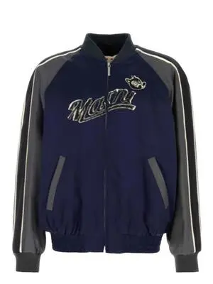 Marni Logo Flocked Zip Up Jacket - Black