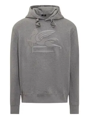 Etro Logo Printed Drawstring Hoodie - Gray